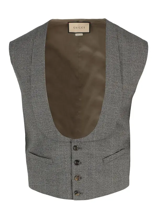 Gucci Plaid Tailored Vest - Grey