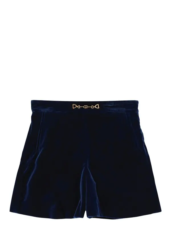 Gucci Horsebit Velvet Shorts - Blue