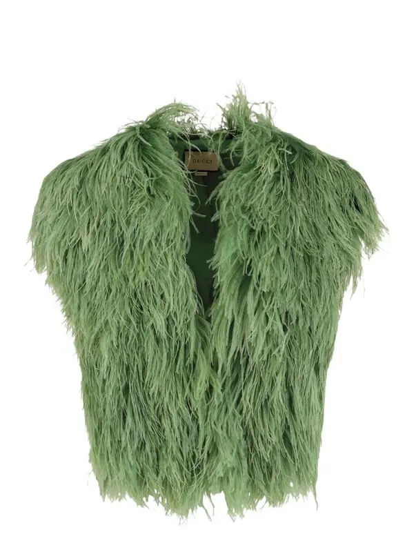 Gucci Ostrich Feather Sleeveless Vest - Green
