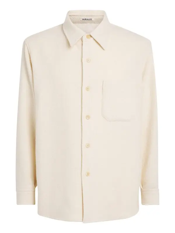 Auralee Wool Tweed Shirt Jacket - White