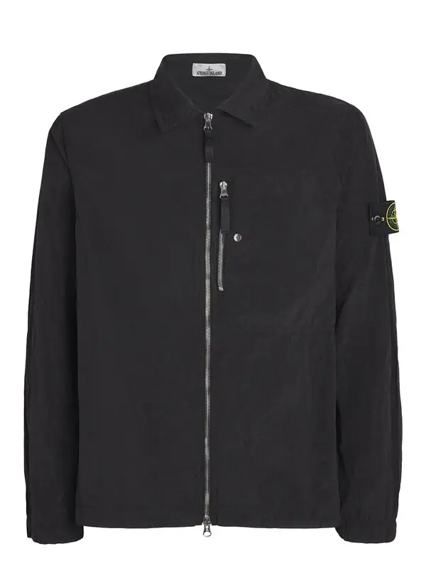 Stone Island Nylon Compass Oversized Shirt Jacket - Black