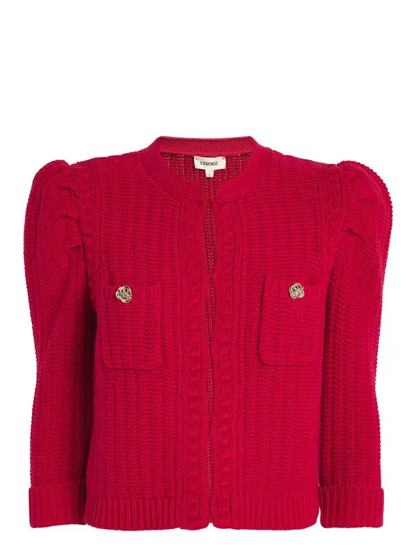 L'Agence Cropped Delli Cardigan - Red