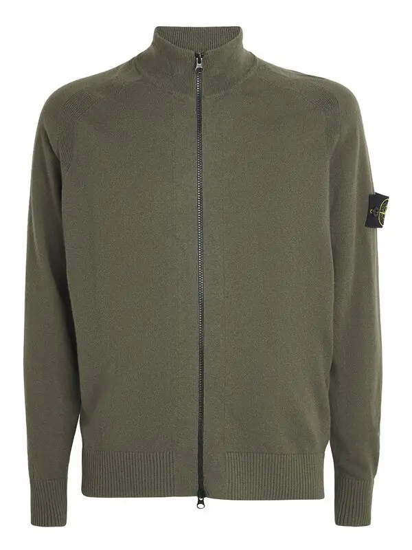 Stone Island Wool Zip-up Sweatshirt - Green