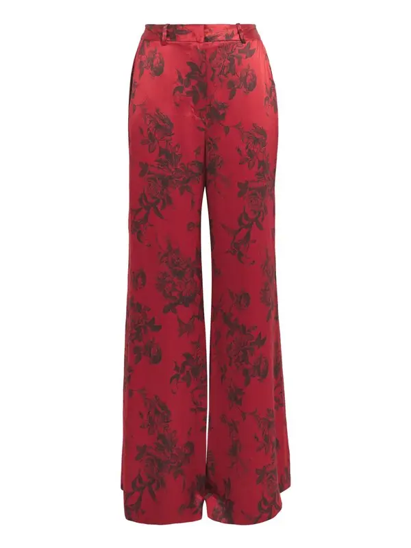 L'Agence Silk Pilar Wide-leg Trousers - Red