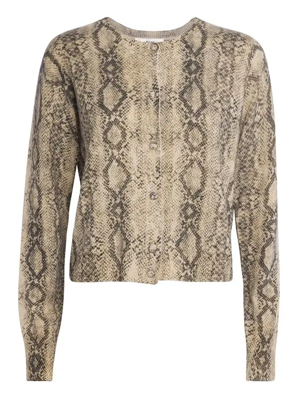 FRAME Cashmere Snakeskin-effect Cardigan - Grey