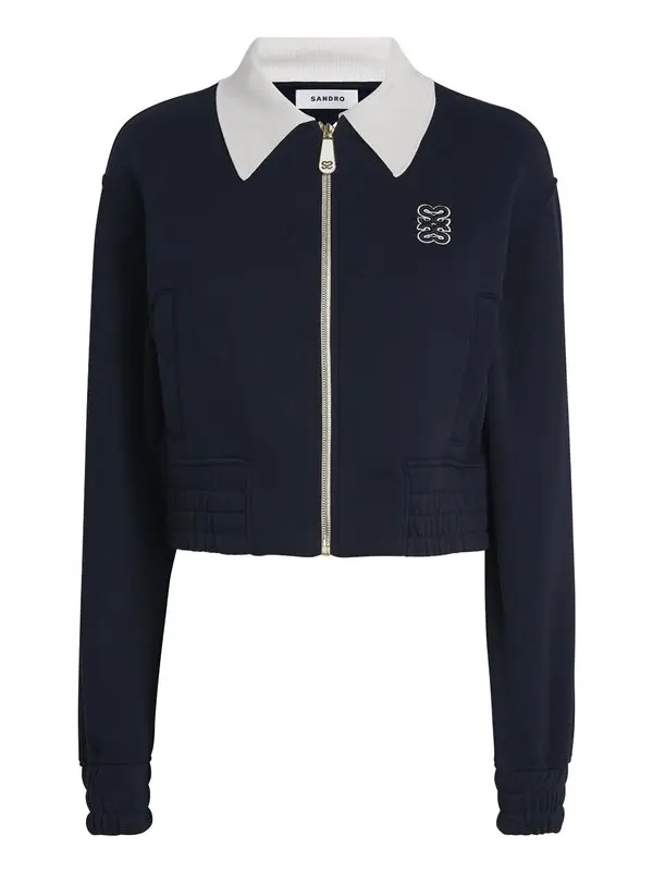 Sandro Cropped Dual-tone Sweatshirt - Blue
