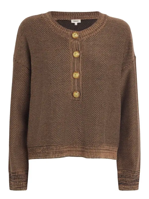 L'Agence Haddasah Henley Sweater - Brown