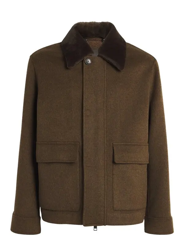YVES SALOMON Wool-cashmere Jacket With Mink Collar - Brown