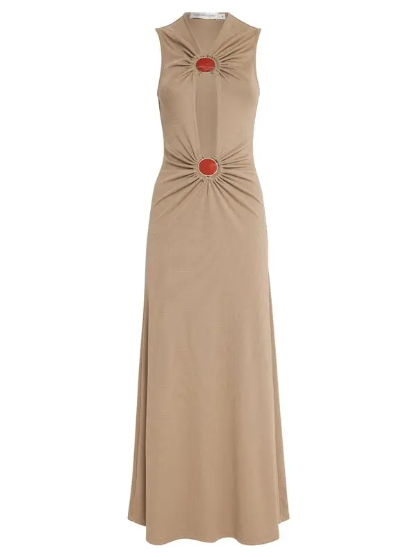 Christopher Esber Mineral Stone-detail Maxi Dress - Beige