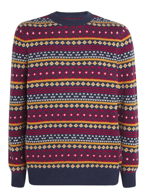 Barbour Wool-cotton Easdale Fair Isle Sweater - Navy