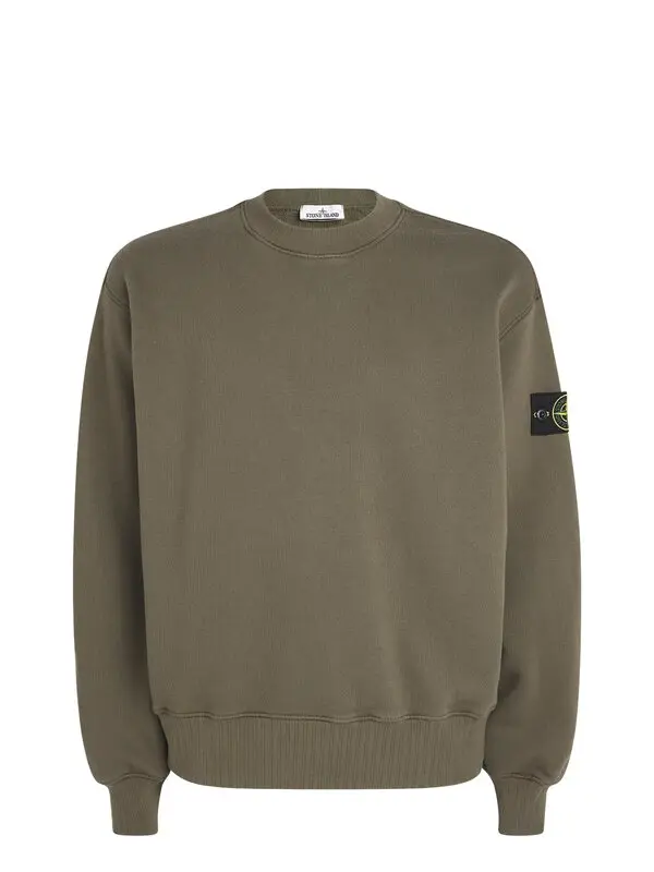 Stone Island Stretch-cotton Compass Logo Sweatshirt - Green