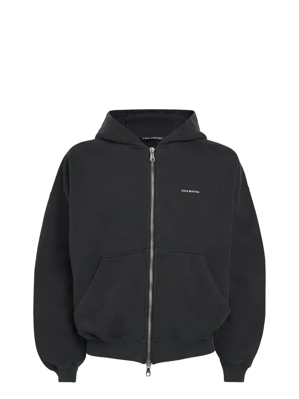 COLE BUXTON Cotton Mini Logo Zip-up Hoodie - Black