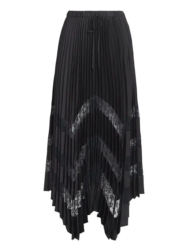 Claudie Pierlot Lace-trim Pleated Maxi Skirt - Black