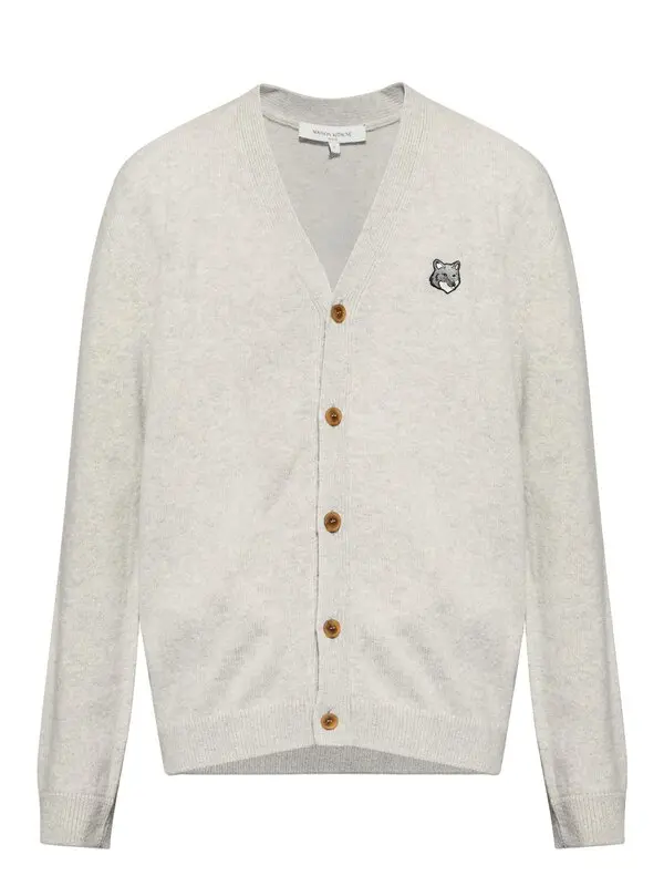 Maison Kitsuné Cardigan With Logo Patch - Grey
