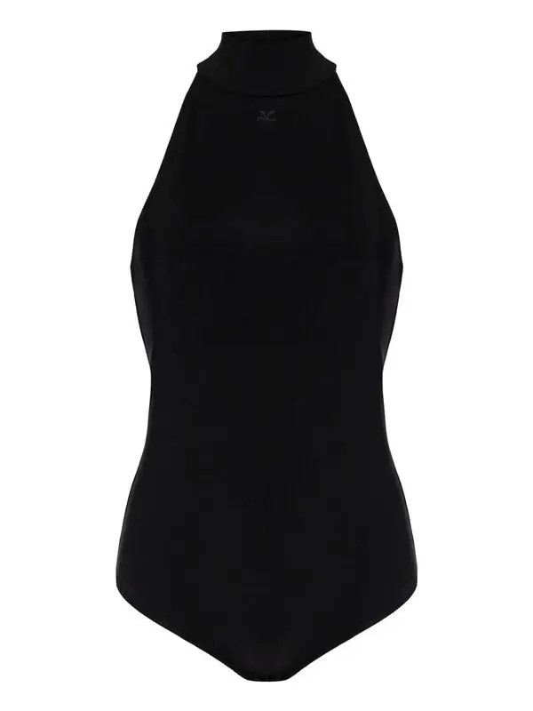 COURREGES Turtleneck Bodysuit With Open Back - Black