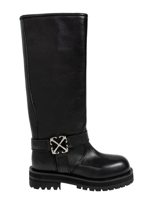 Off-White Leather Knee-high Boots - Black