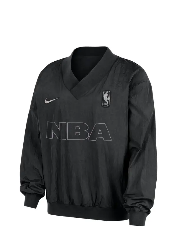Nike Team 31 Nba Woven Long-sleeve V-neck Top - Black