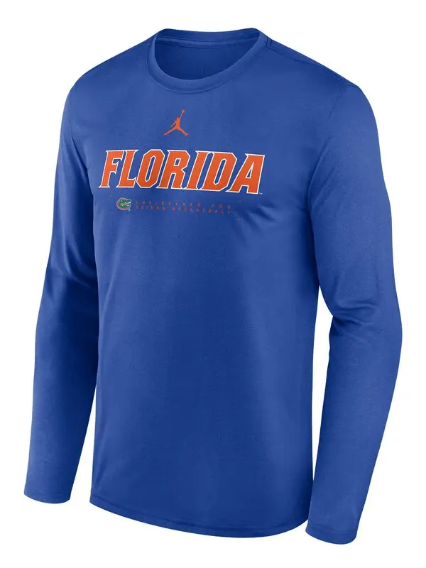 JORDAN Florida Courtside Basketball Shootaround Legend Brand Dri-fit College Long-sleeve T-shirt - Blue