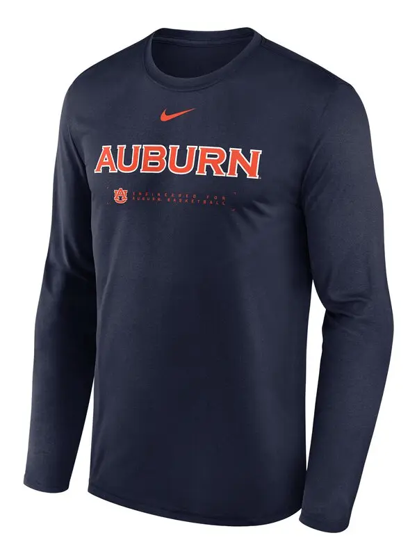 Nike Auburn Courtside Basketball Shootaround Legend Dri-fit College Long-sleeve T-shirt - Blue