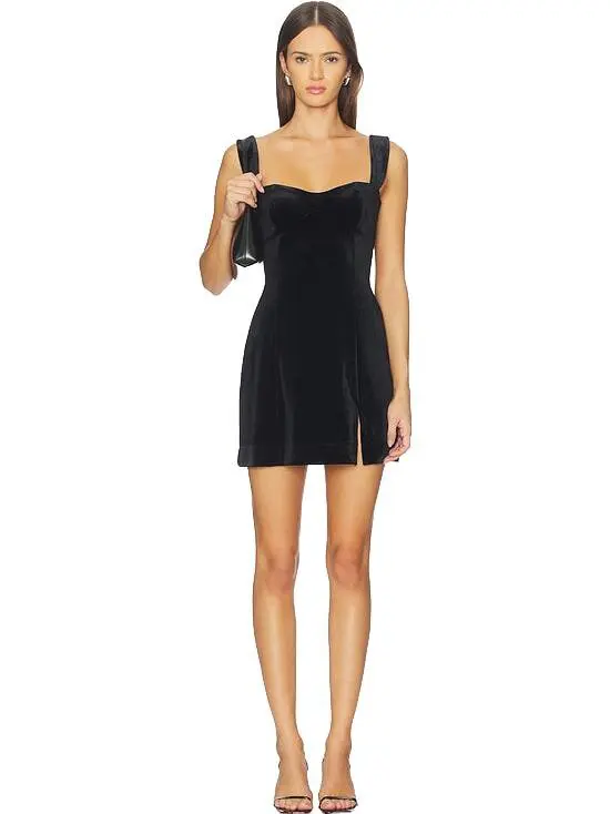 Good American Velvet Mini Dress - Black001