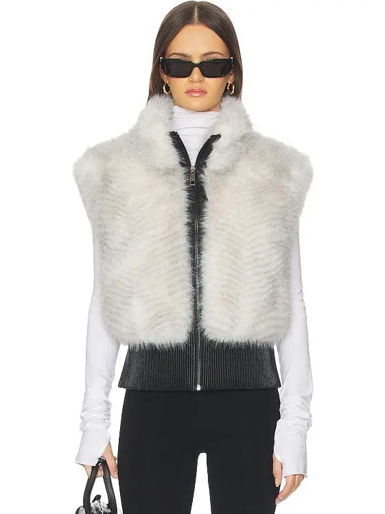 Jocelyn Faux Fox Vest - Ivory