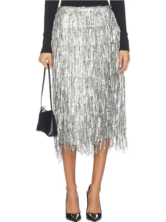 Rag & Bone Billie Sequin Midi Skirt - Gunmetal