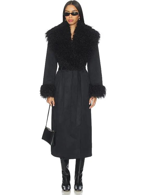 LOVERS AND FRIENDS Lena Faux Suede Coat - Black