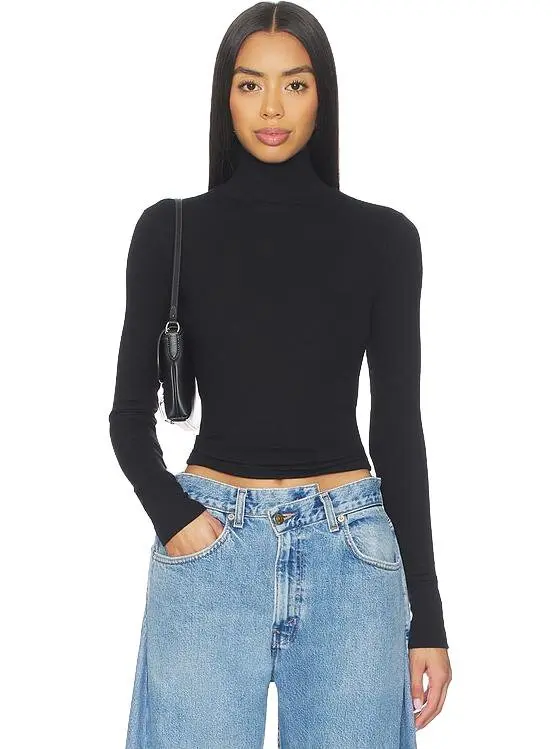 PERFECTWHITETEE Hayden Turtleneck Top - True Black