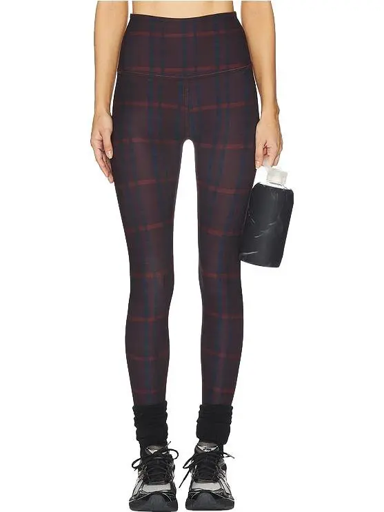Beyond Yoga Softmark High Waisted Midi Legging In Brown - Dark Cherry Prep Plaid