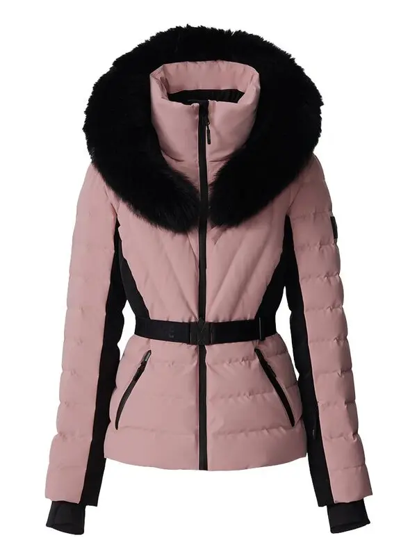 Mackage Elita-zr Down Ski Jacket With Fur Trim - Blush