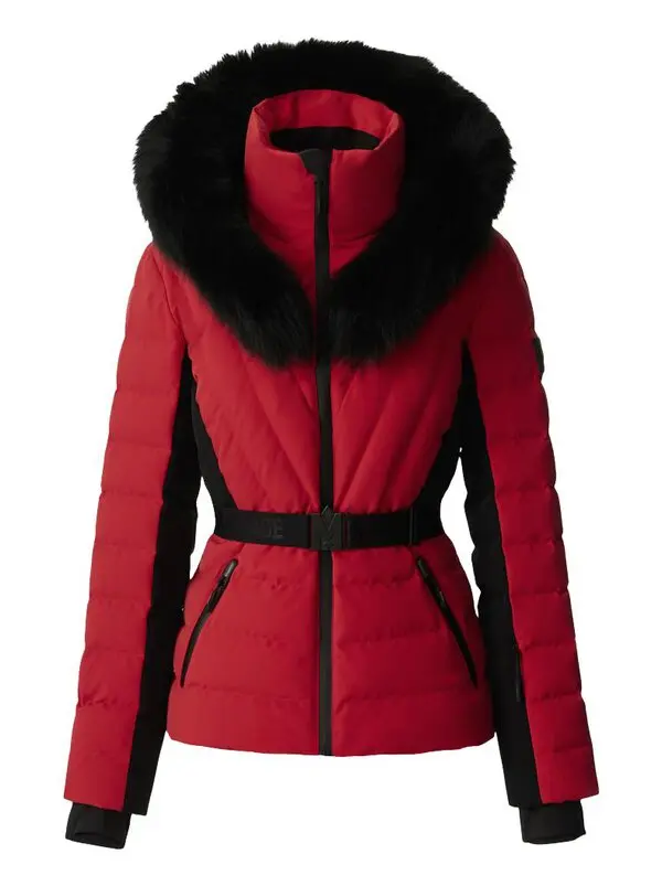 Mackage Elita-zr Down Ski Jacket With Fur Trim - Red