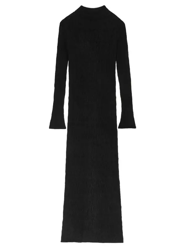 A PAPER KID Cable-knit Flared Midi Dress - Black