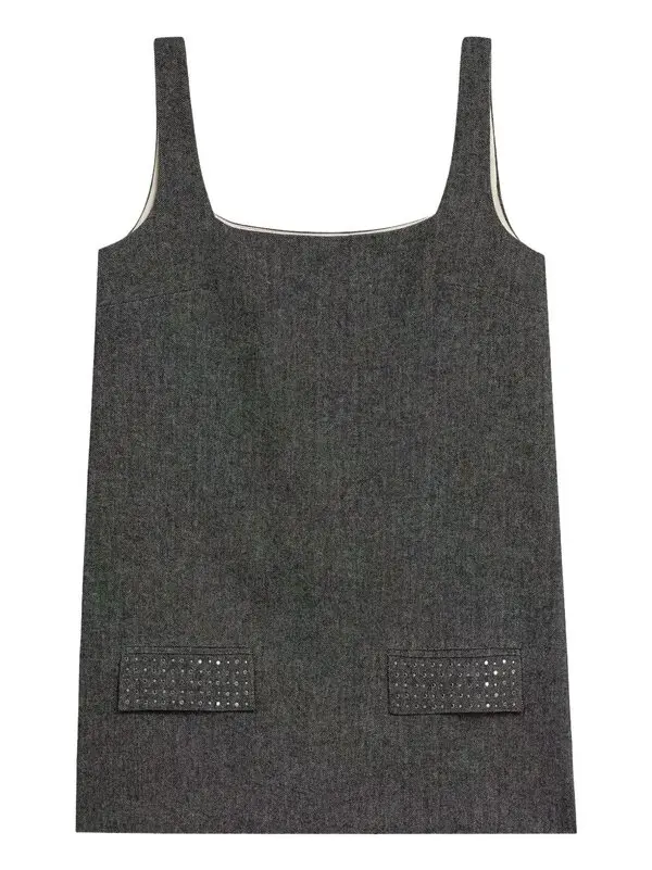 A PAPER KID Square Neck Pocket Dress - Grey