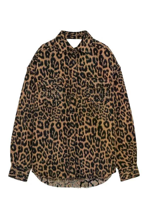 A PAPER KID Leopard Embellished Shirt - Brown