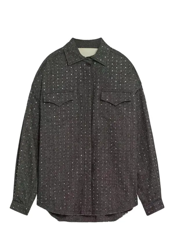 A PAPER KID Embellished Pocket Shirt - Grey