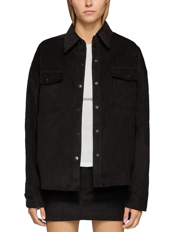 EB DENIM Danielle Corduroy Shirt Jacket - Black Corduroy