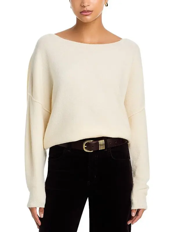 American Vintage Boat Neck Drop Shoulder Sweater - Pannacotta