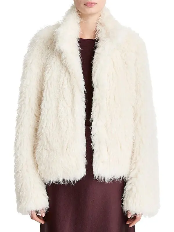 Vince Shaggy Faux Fur Jacket - Light Cream