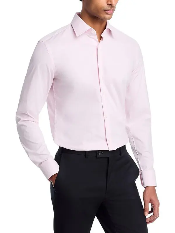 BOSS Hank Cotton Stretch Check Dot Slim Fit Dress Shirt - Light Pastel Pink