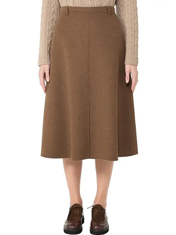 Max Mara Gloria Wool A-line Skirt - Brown