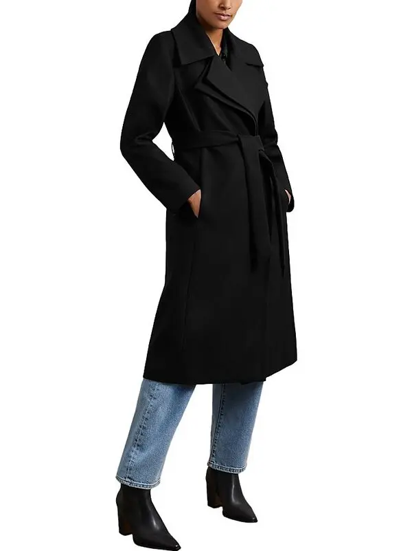 REISS Odette Mid Length Belted Coat - Black