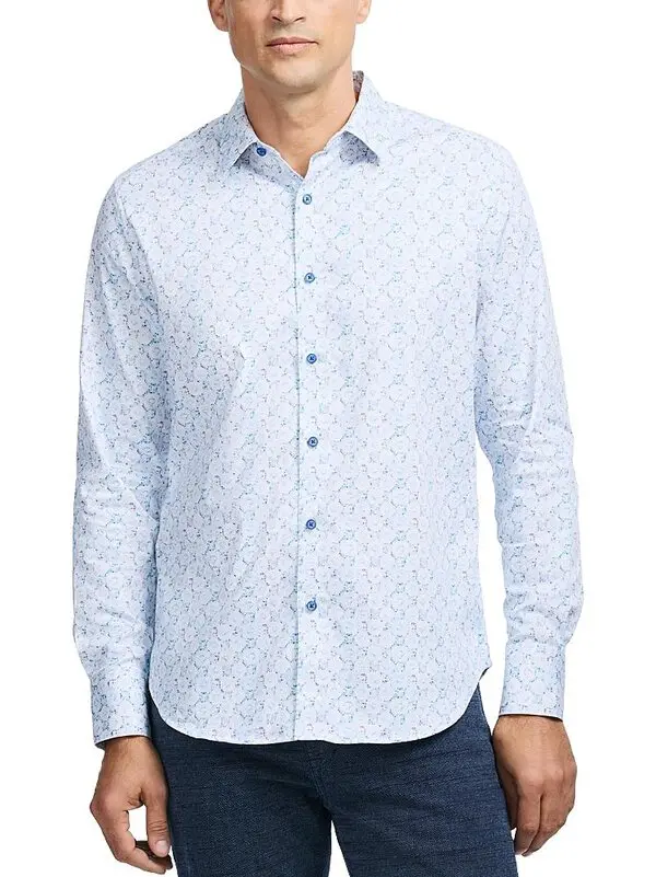 Robert Graham Bramston Cotton Blend Button Down Shirt - White