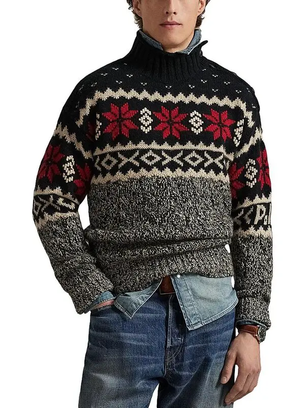 Ralph Lauren Snowflake Cable-knit Wool-blend Sweater - Grey