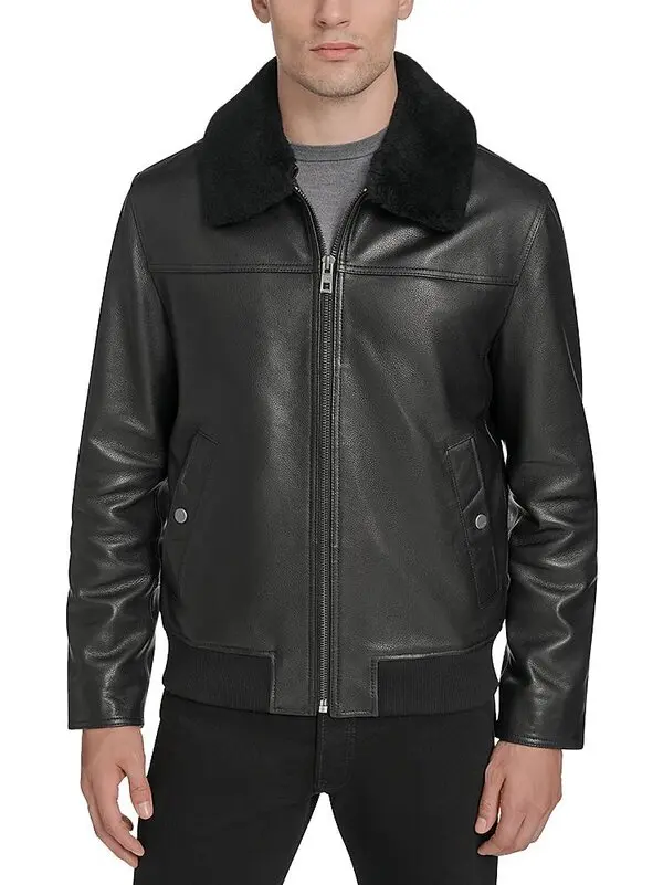 Andrew Marc Hedland Aviator Leather Jacket - Black