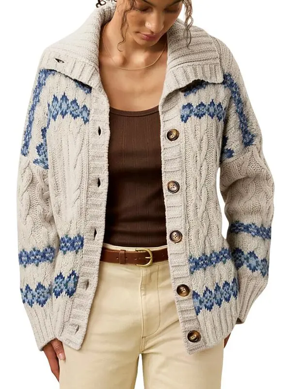 Faherty Brand Fair Isle Cardigan Sweater - Lakeside S