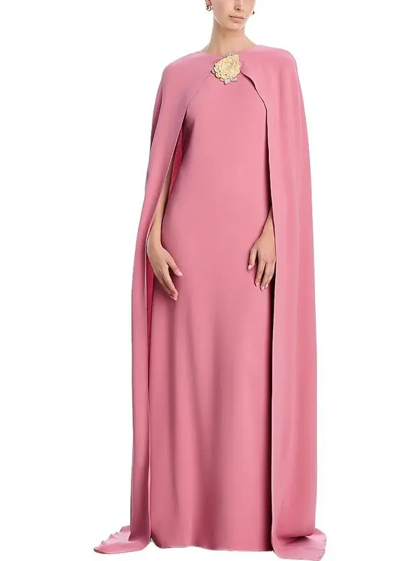 Oscar De La Renta Draped Sleeved Silk Blend Caftan - Antique Rose
