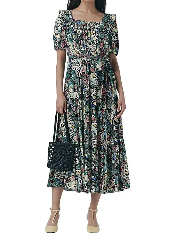 GHOST LONDON Georgia Tiered Floral Midi Dress - Meadow Floral