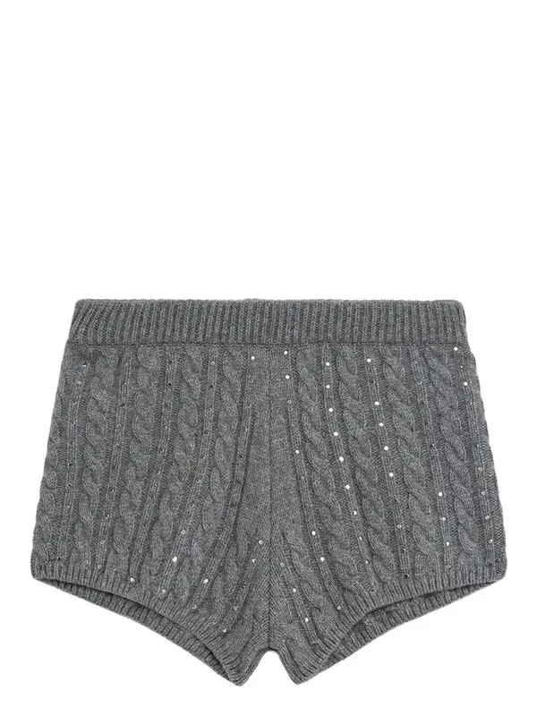 A PAPER KID Cable-knit Embellished Shorts - Grey