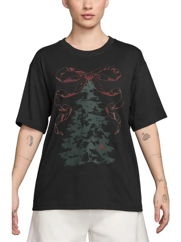 JORDAN Christmas Tree Graphic T-shirt - Black/midnight Green