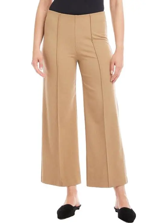 Karen Kane Pintuck Crop Wide Leg Pants - Camel